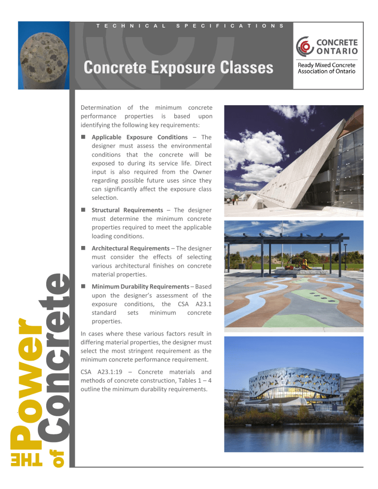 Concrete Exposure Classes: CSA A23.1 Technical Specs