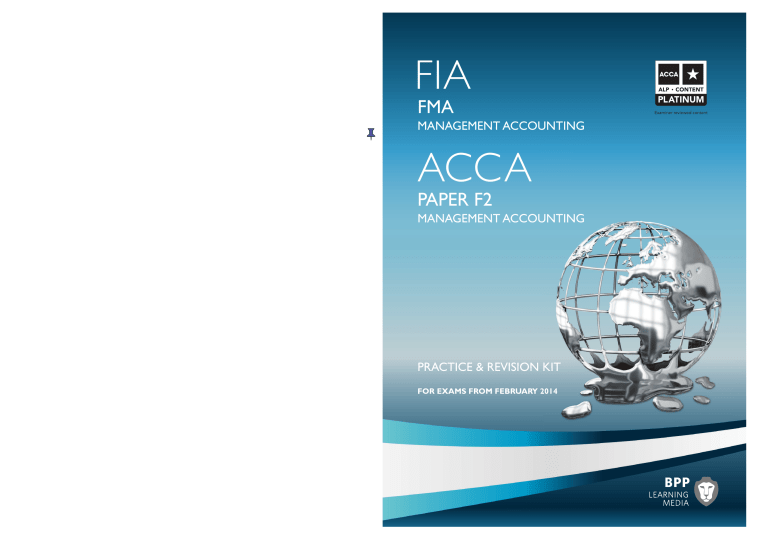 FMA/F2 Management Accounting Practice & Revision Kit