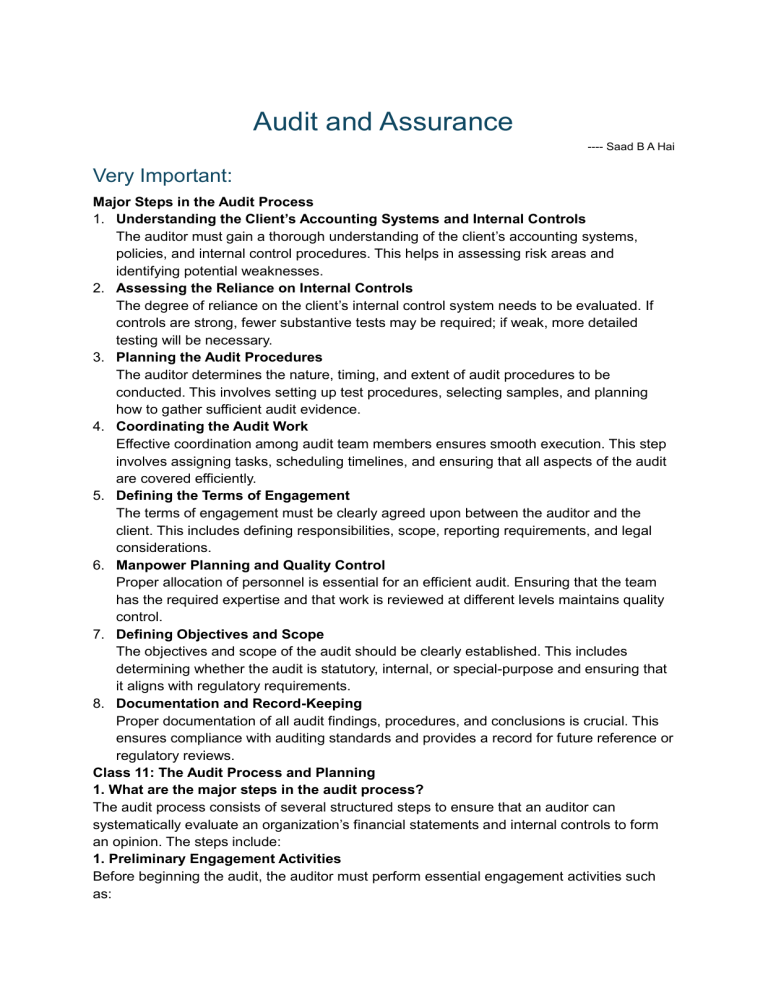 Audit Process & Planning: Key Steps & Objectives