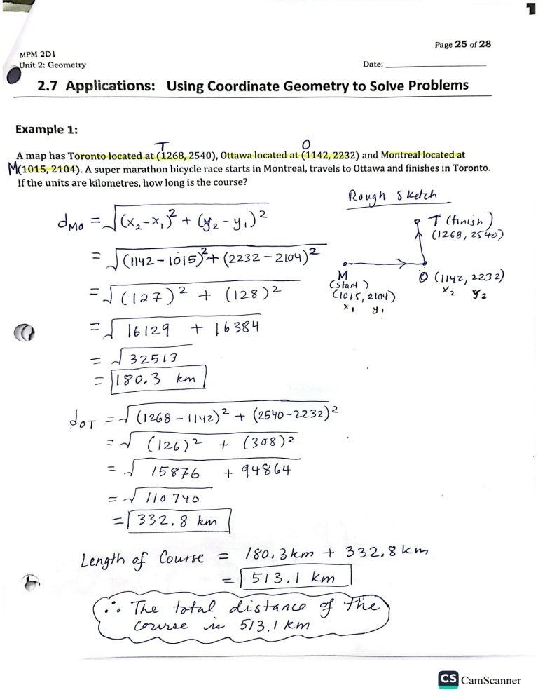 Coordinate Geometry Problem: Marathon Distance Calculation