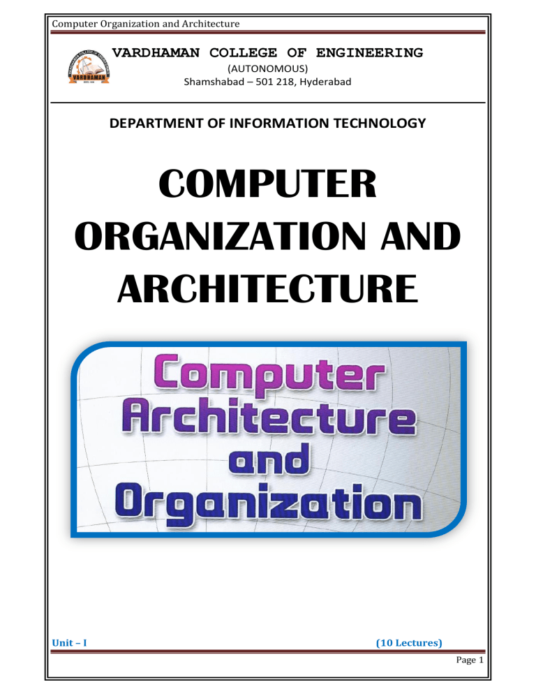 Computer Organization and Architecture Course Material
