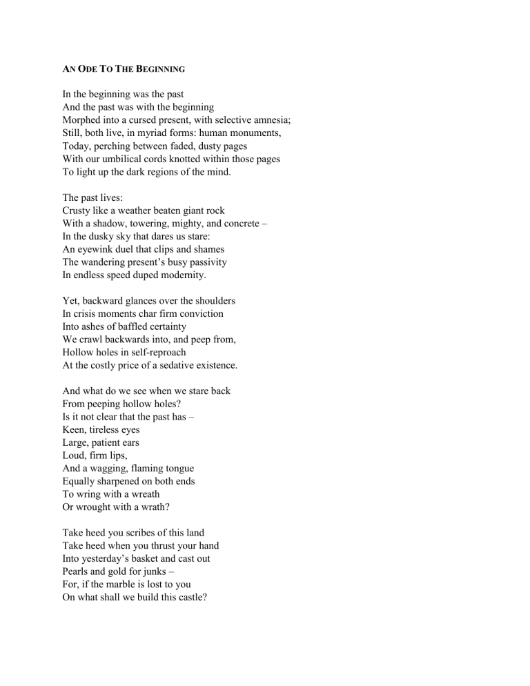 An Ode to the Beginning: Poem by Clevis Tardzenyuy