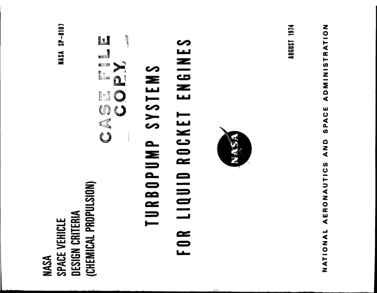 Turbopump Systems for Liquid Rocket Engines - NASA Monograph