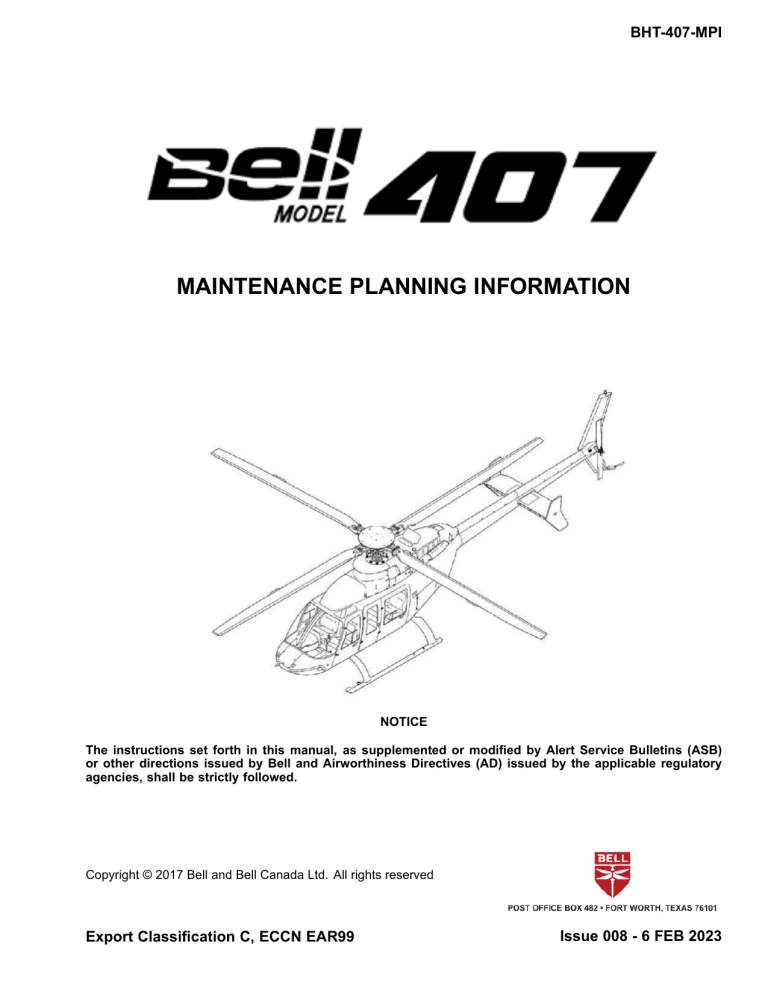 Bell 407 Maintenance Planning Information