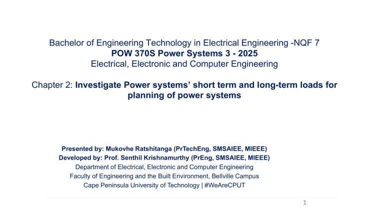 Power Systems Load Planning: Short & Long Term Forecasting