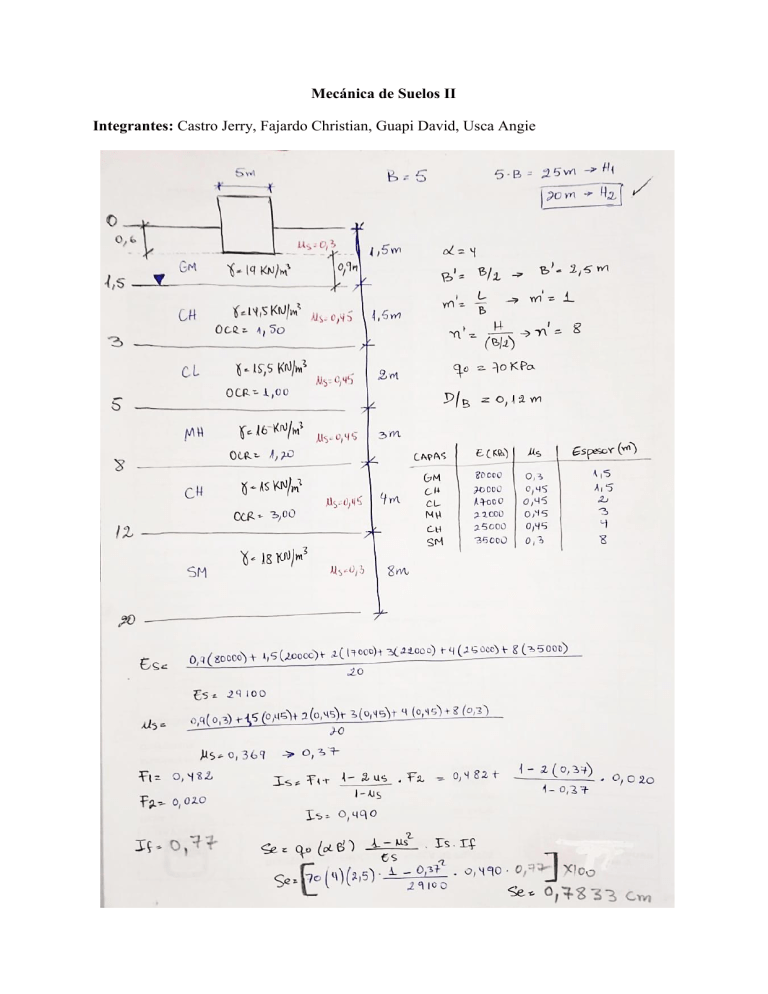 Soil Mechanics II: Settlement Calculation Sheet