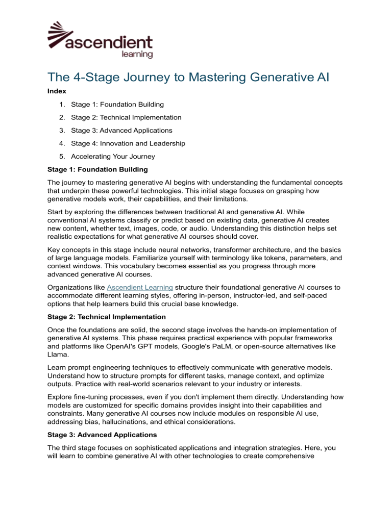 Mastering Generative AI: A 4-Stage Journey