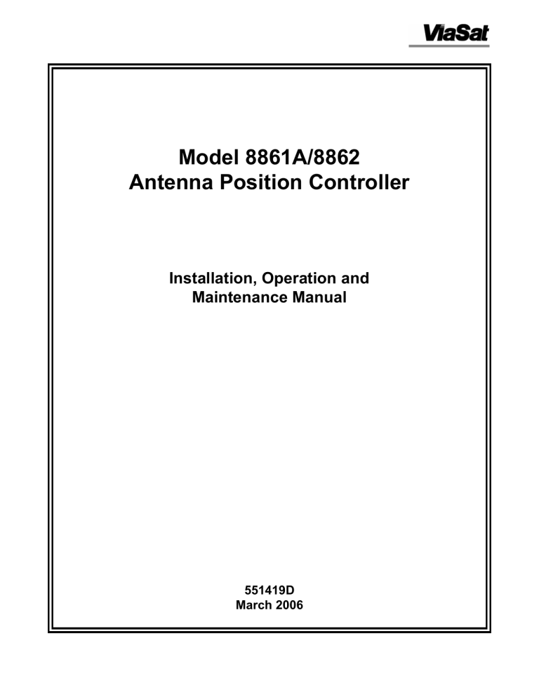 Model 8861A/8862 Antenna Position Controller Manual