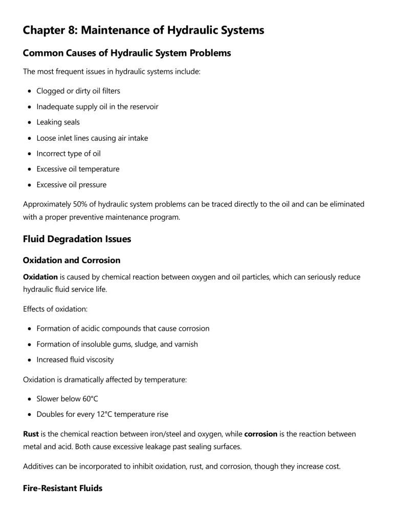 Hydraulic System Maintenance: Problems & Troubleshooting