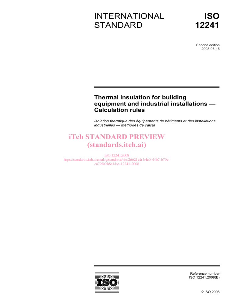 ISO 12241: Thermal Insulation Calculation Rules