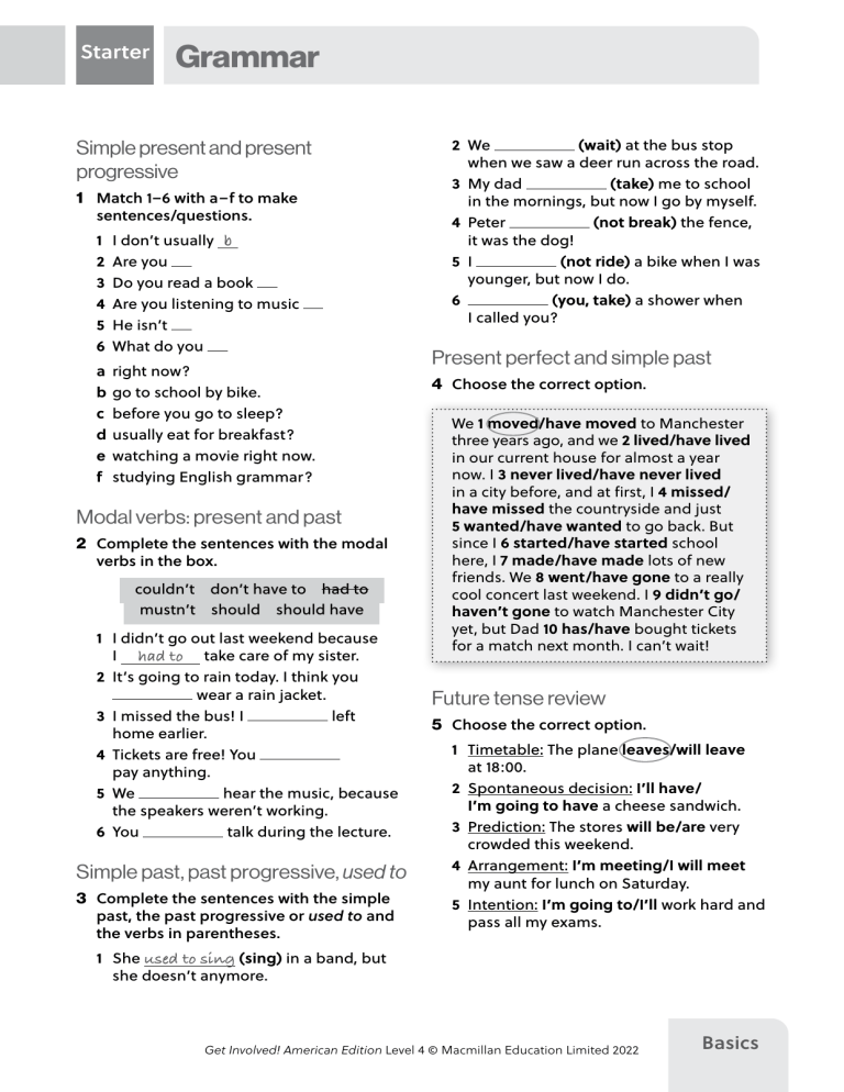 English Grammar Exercises: Present, Past, Future Tenses
