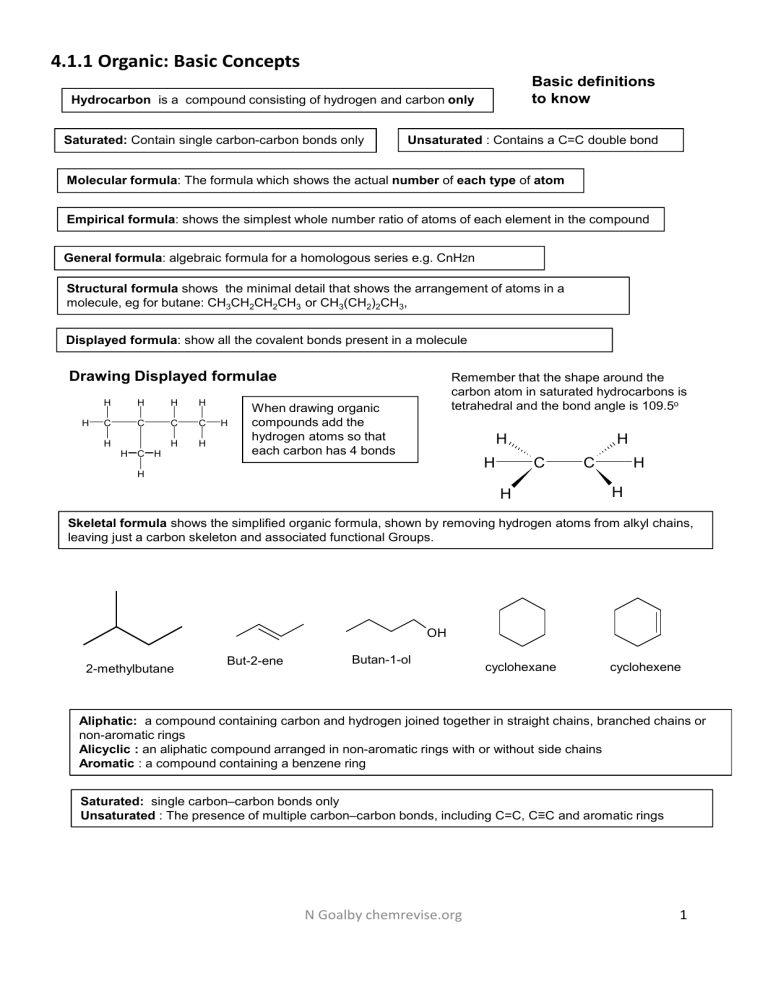 Organic Chemistry Basics: Concepts & Formulas
