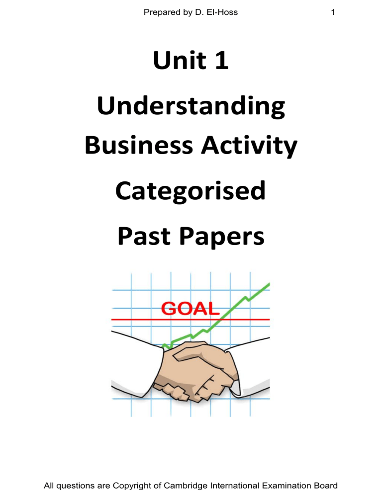 Business Activity Past Paper Questions - IGCSE