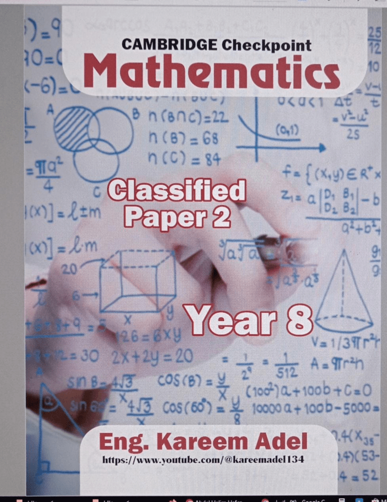 Year 8 Maths Checkpoint Paper 2 Questions