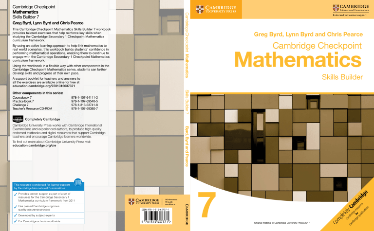 Cambridge Checkpoint Mathematics Skills Builder 7