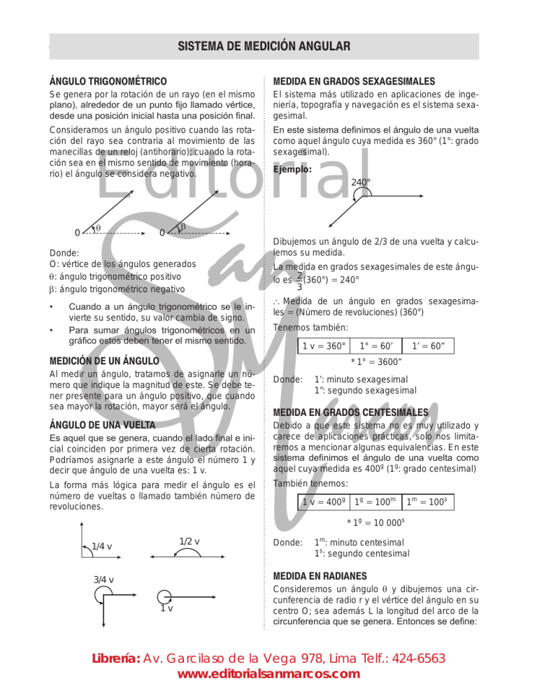 Ejercicios de Medición Angular: Práctica de Trigonometría