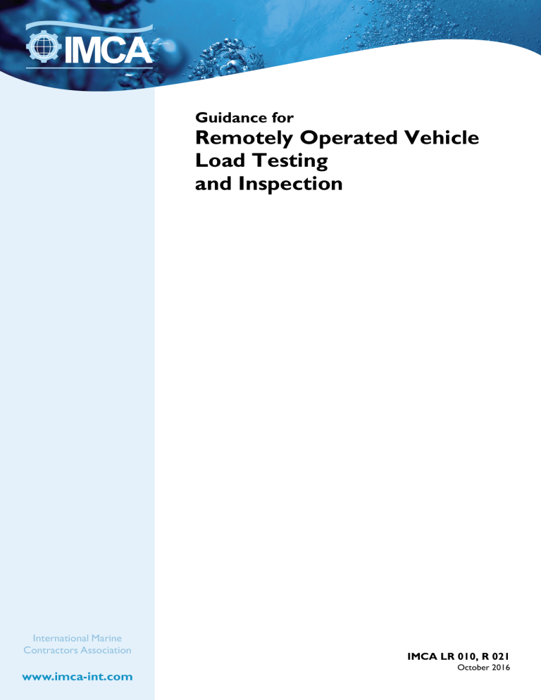 ROV Load Testing & Inspection Guidance | IMCA LR 010, R 021