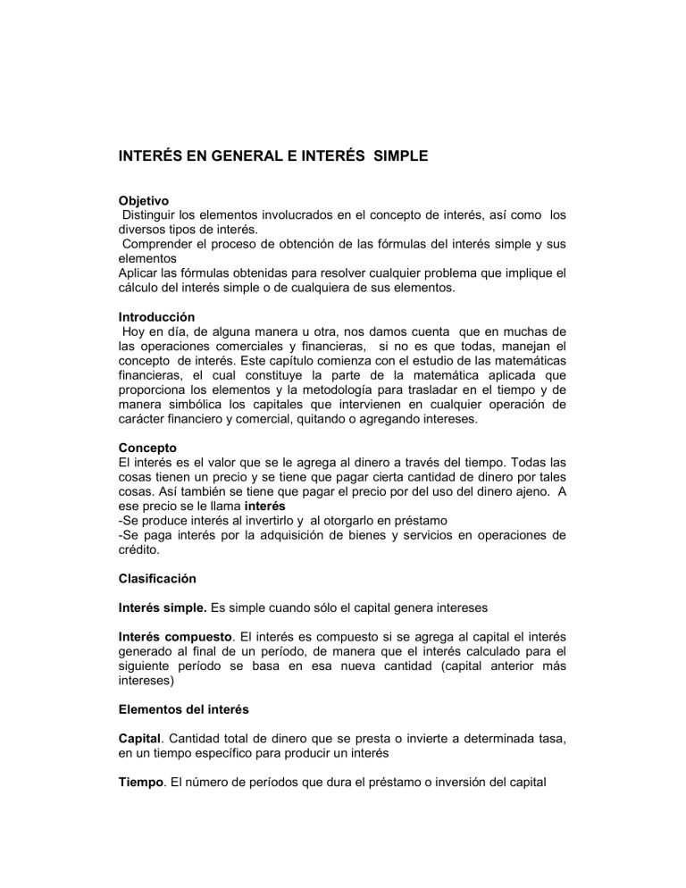 Interés Simple: Fórmulas y Cálculos