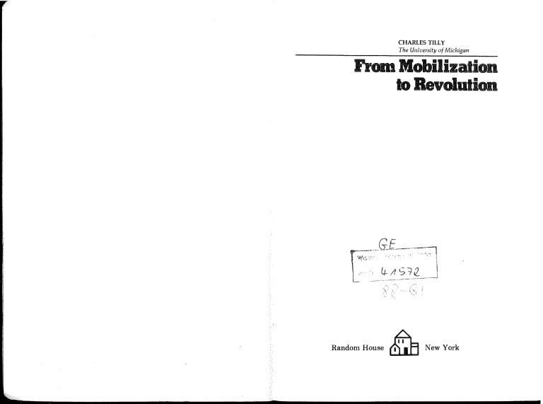 From Mobilization to Revolution by Charles Tilly