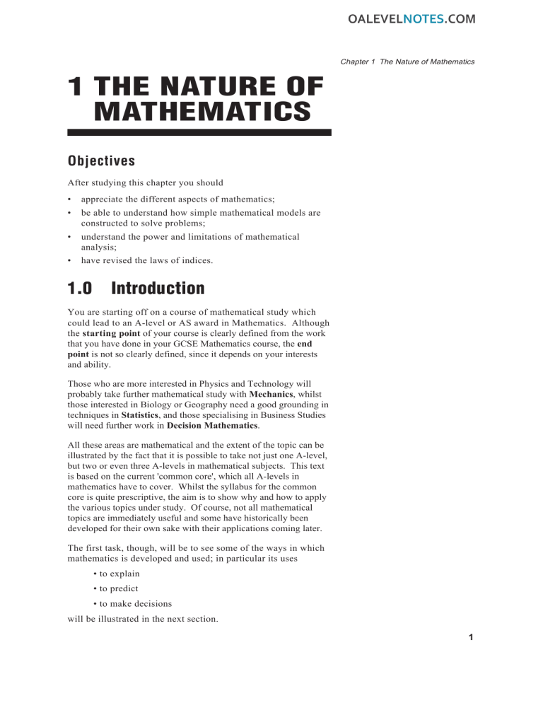Nature of Mathematics: Introduction & Applications
