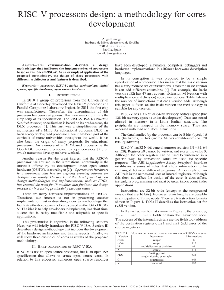 RISC-V Processor Design Methodology for Core Development