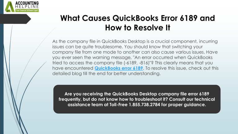 QuickBooks Error 6189: Causes & Solutions