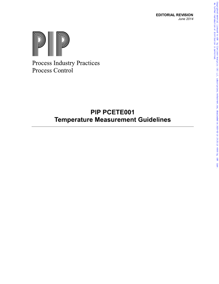 Temperature Measurement Guidelines - Process Industry