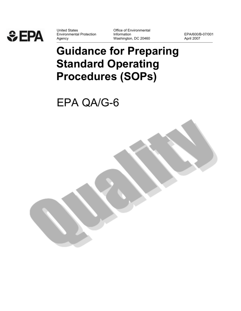 SOP Guidance: Environmental Protection Procedures