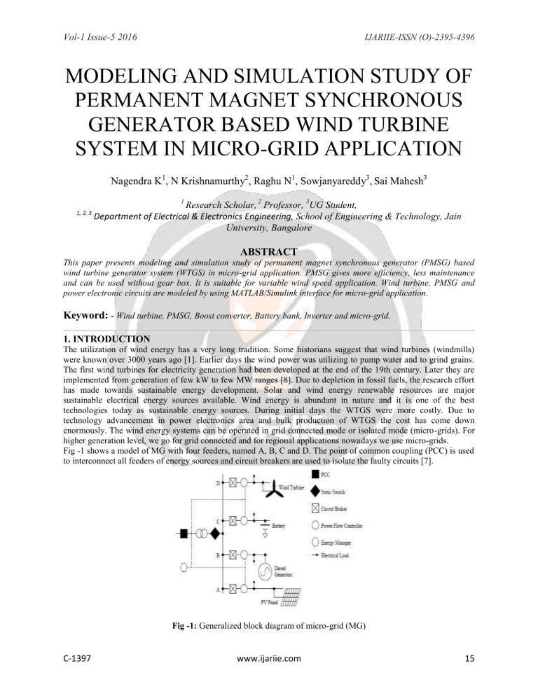 PMSG Wind Turbine System Modeling in Micro-Grid Application