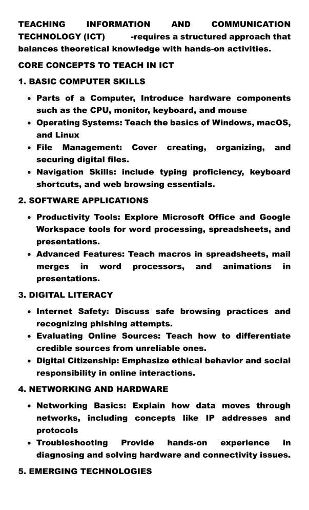 ICT Teaching Guide: Skills, Ethics, and Emerging Technologies