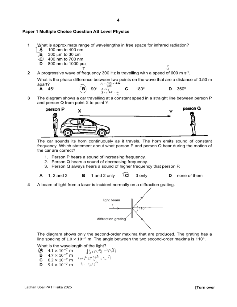 AS Level Physics Exam Paper: Multiple Choice & Structured Qs