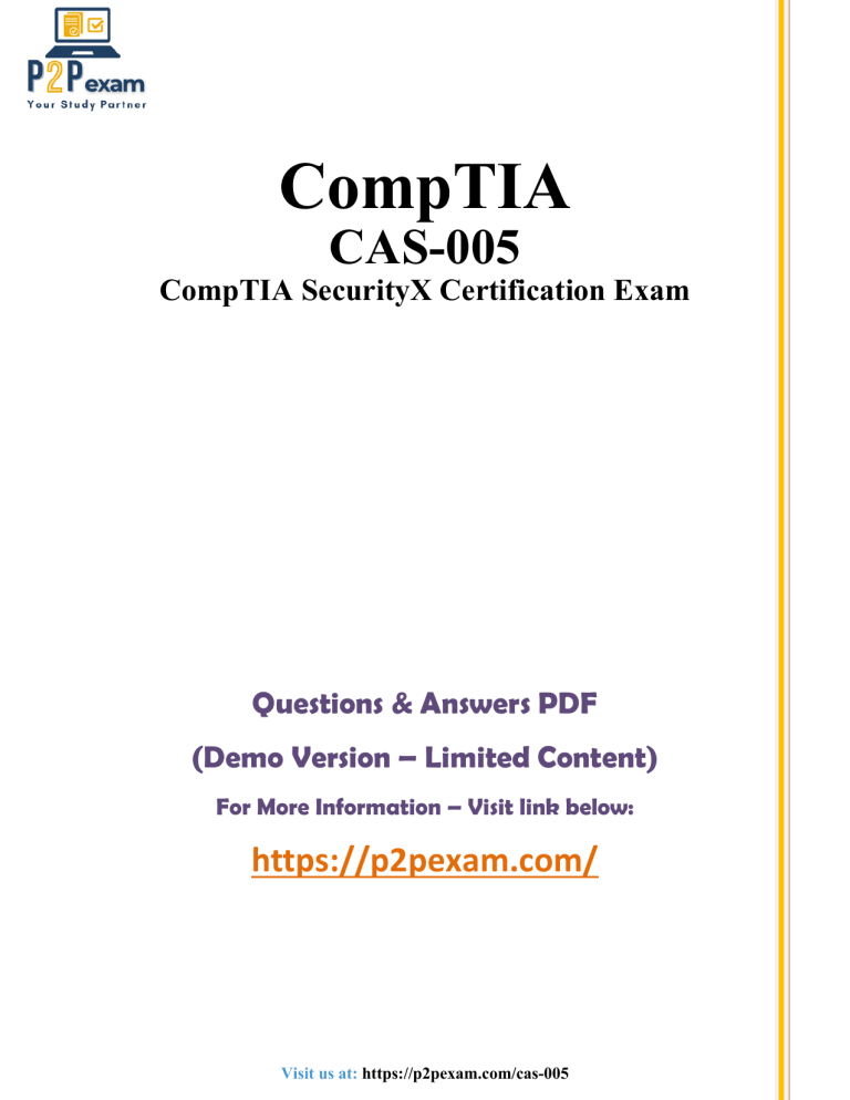 CompTIA CAS-005 Exam Questions & Answers PDF (Demo)