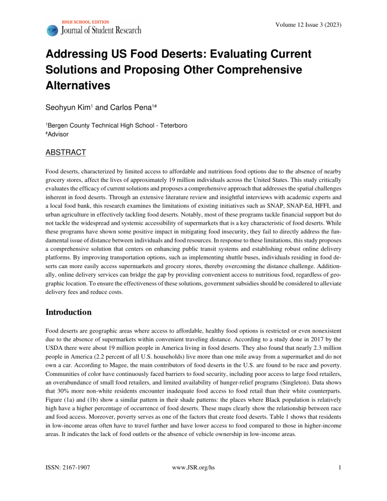 US Food Deserts: Solutions & Alternatives | High School Research
