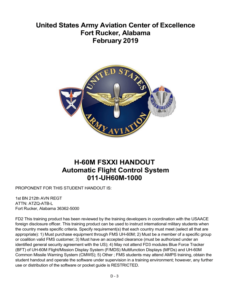 H-60M AFCS: Automatic Flight Control System Handout