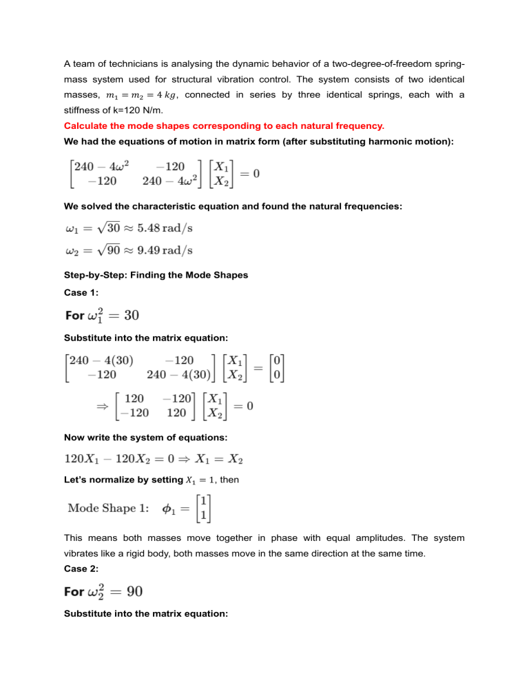 Mode Shapes of a Spring-Mass System