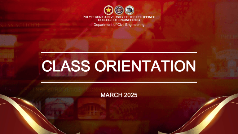 Hydraulics 2 Class Orientation - PUP Civil Engineering