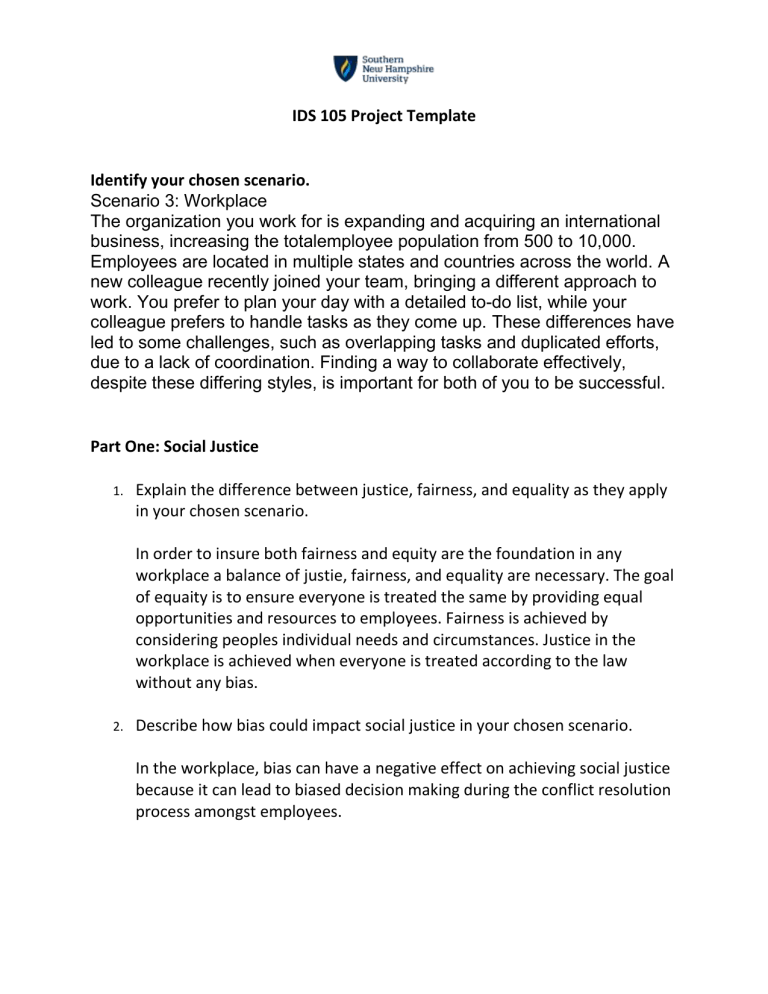 IDS 105 Project Template: Workplace Scenario