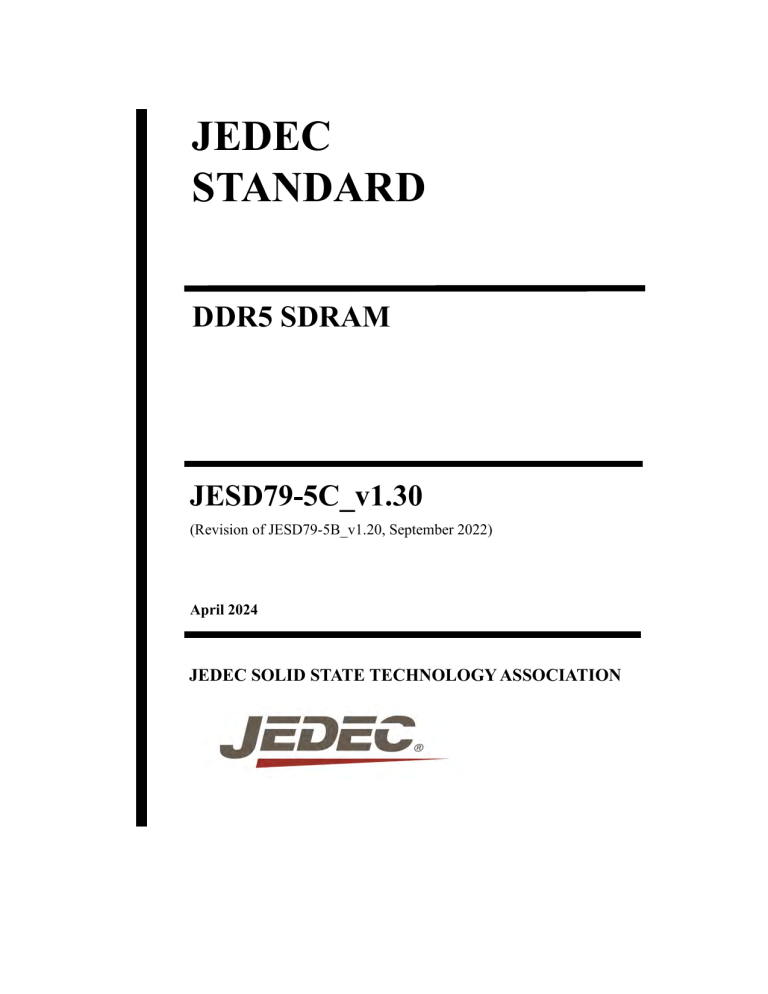 DDR5 SDRAM JEDEC Standard JESD79-5C: Specifications & Details