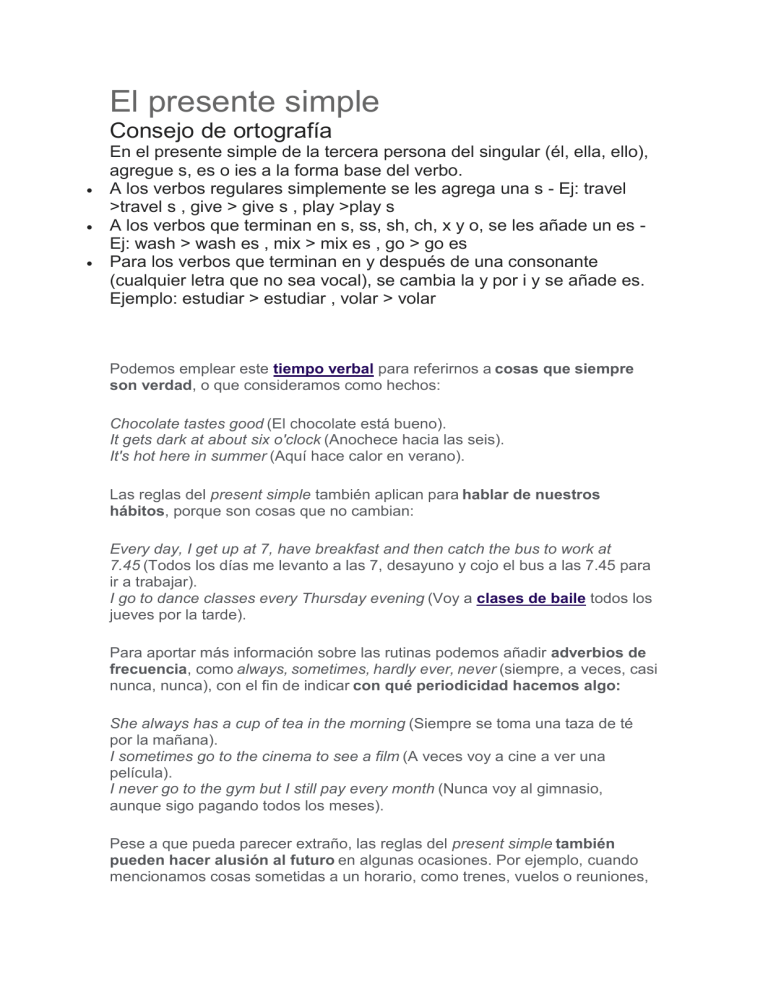 Tiempo Presente Simple: Guía de Gramática Inglesa