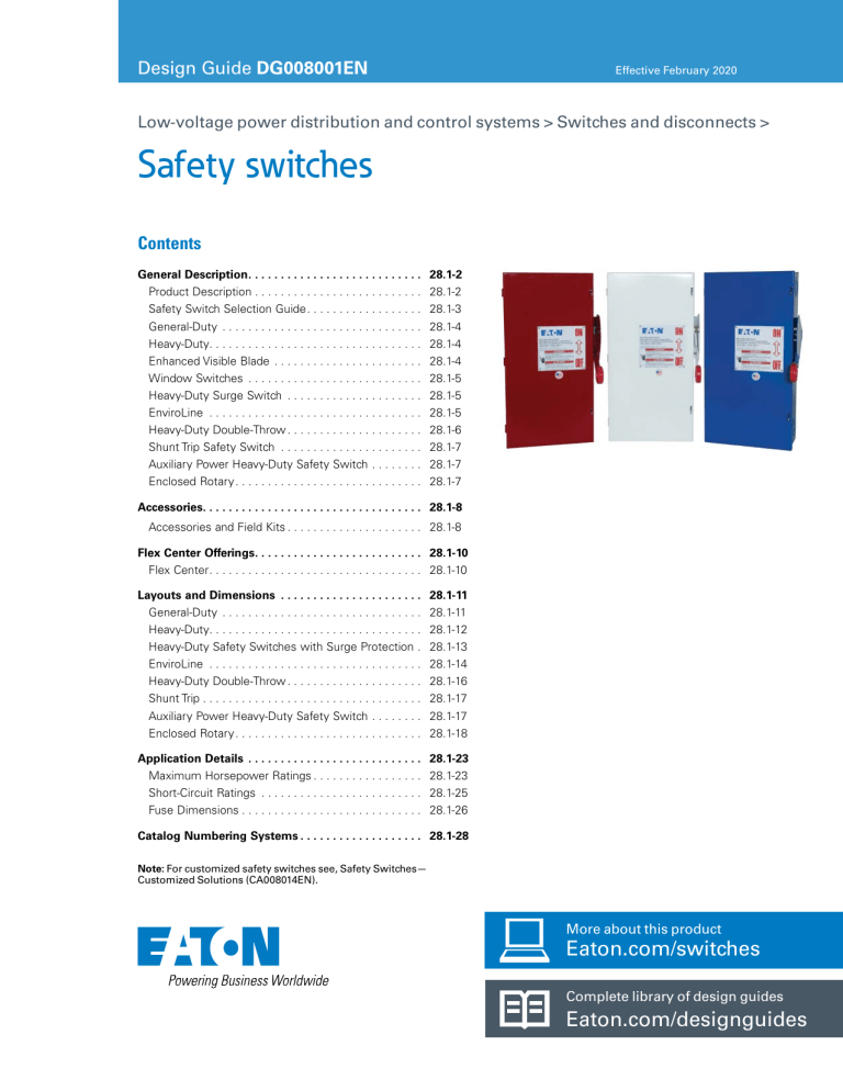 Safety Switches Design Guide | Eaton Low-Voltage Systems
