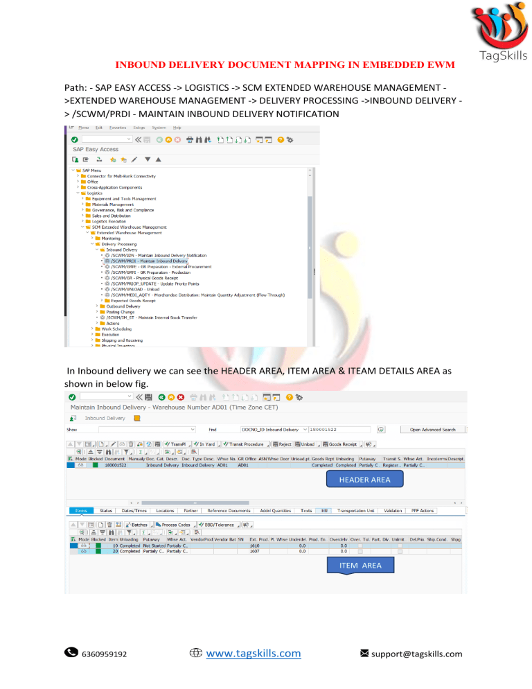 EWM Inbound Delivery Mapping Configuration Guide