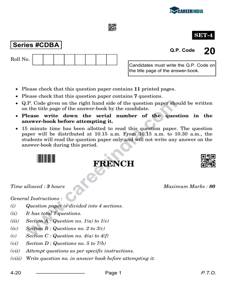 Examen de français - Lycée