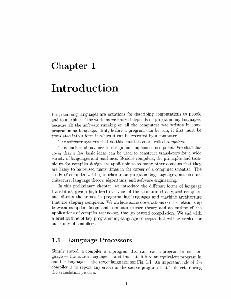 Compiler Design: Introduction to Language Processors