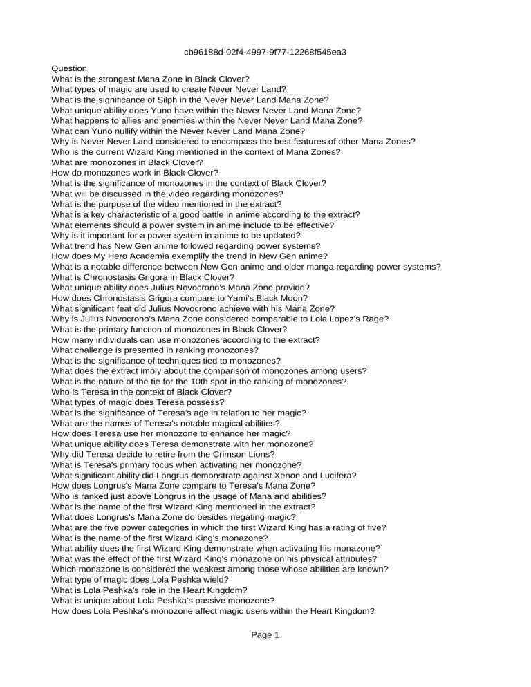 Black Clover: Mana Zones & Monozones Analysis