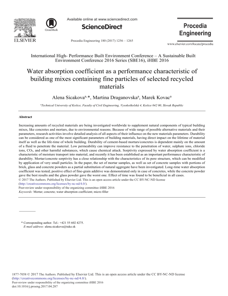 Water Absorption in Recycled Building Mixes