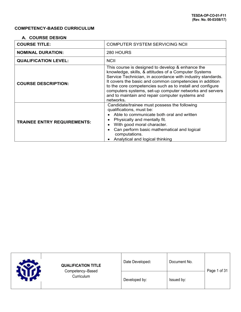 Computer System Servicing NCII Curriculum