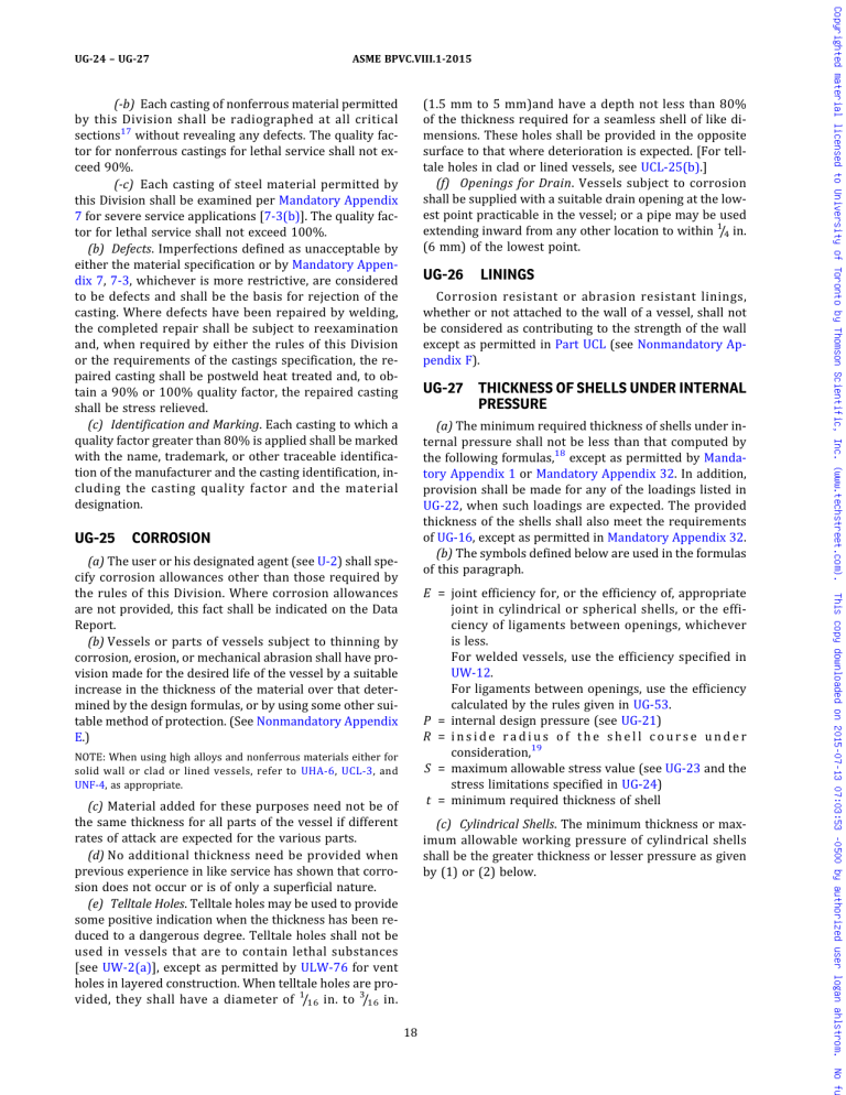 ASME Pressure Vessel Design: Corrosion & Shell Thickness