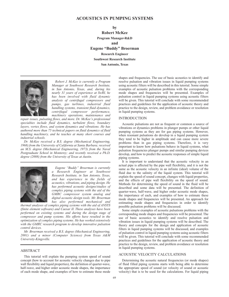Acoustics in Pumping Systems: Pulsation & Vibration Control