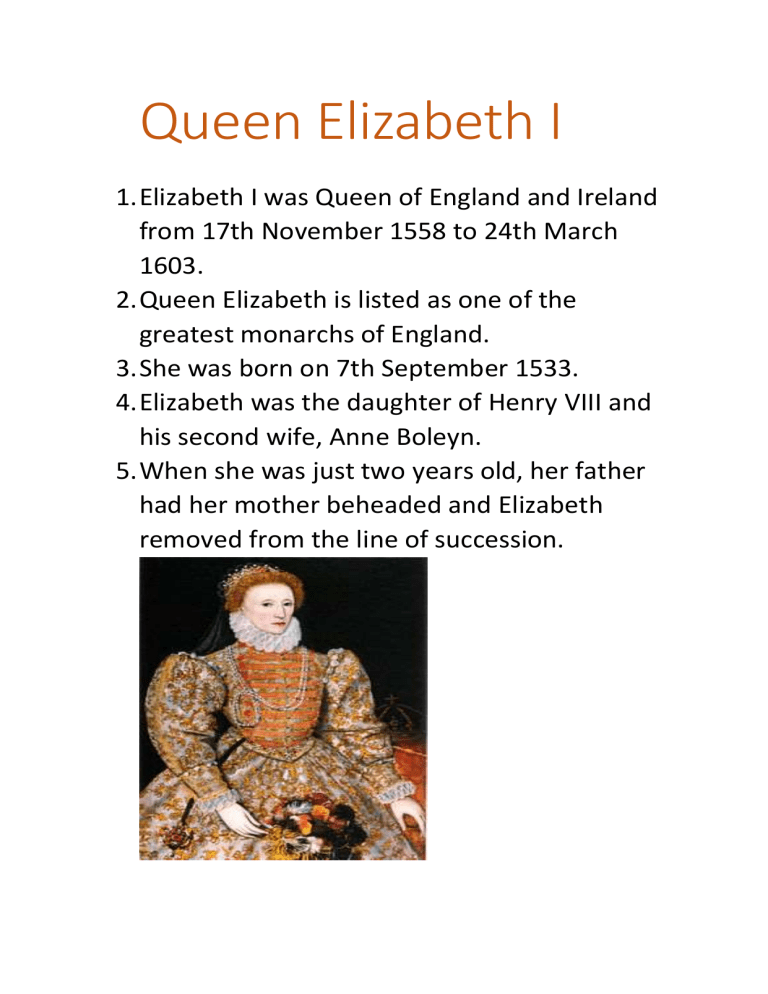 Queen Elizabeth I: Facts and History