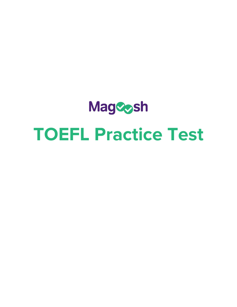 TOEFL Practice Test: Reading Comprehension